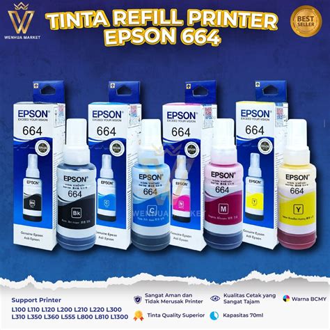 Jual 1 Set 4 Pcs Tinta Epson 664 Tipe Printer L110 L111 L120 L130 L132 L200 L210 L211 L220 L222