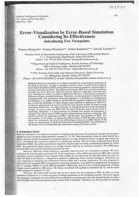 Pdf Error Visualization By Error Based Simulation Considering Its