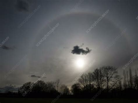 Timelapse Of Cirrostratus Nebulosus Clouds And A Halo Stock Video