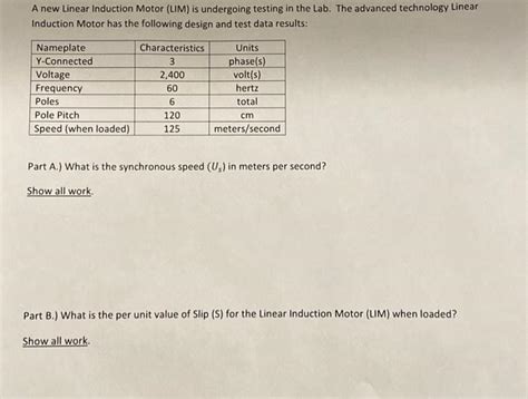 Solved A New Linear Induction Motor LIM Is Undergoing Chegg