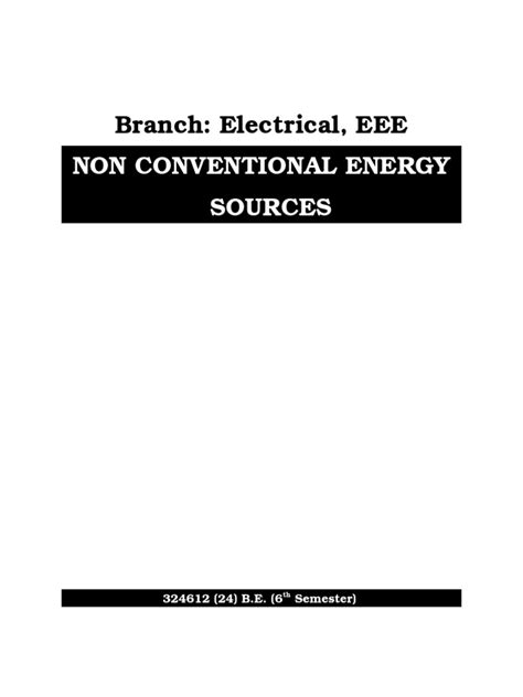 6th Sem Non Conventional Energy Sources Pdf Electricity Generation
