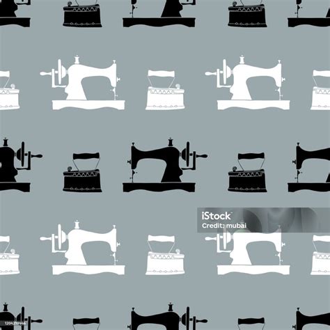 추상적 인 오래된 재봉틀과 빈티지 아이언의 원활한 배경 개체 그룹에 대한 스톡 벡터 아트 및 기타 이미지 개체 그룹 고풍스런 공예 Istock