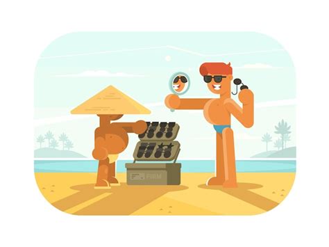 Premium Vector Young Guy Trying Sunglasses