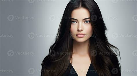 Ai Generated Woman With Beautiful Long Hair Wearing Black Dress