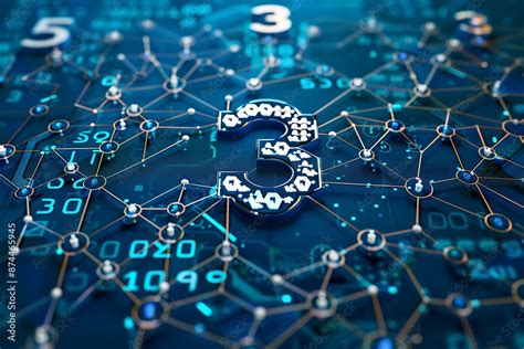 3 As A Series Of Interconnected Digital Nodes Forming A Network On A Cyber Blue Background