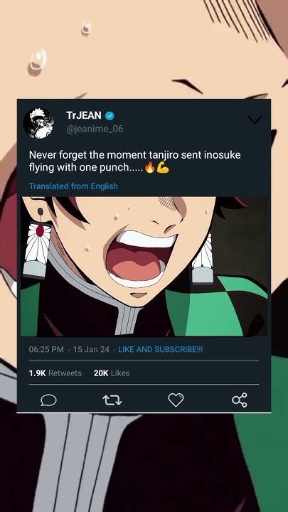 Never Forget The Moment Tanjiro Sent Inosuke Flying With One Punch Anime Kny Animeedits