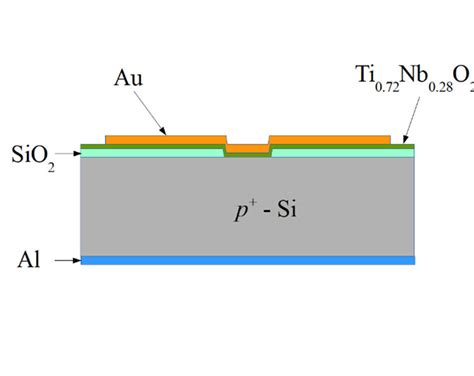 A Schematic Cross Section Of The Tio2 P Si Heterojunction Device B Download Scientific