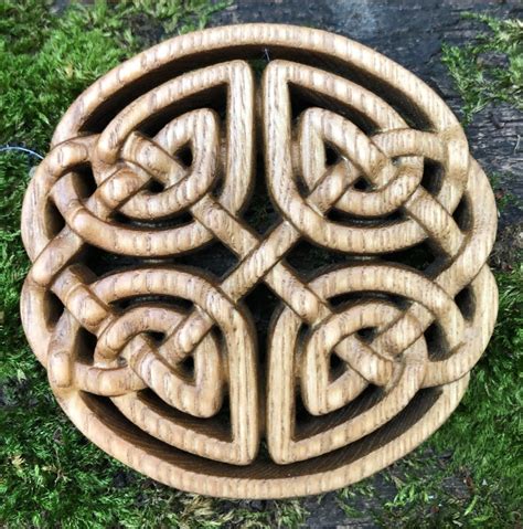 Handmade Wood Carved Celtic Knot Ornament Natural Ash Wood Decor Etsy