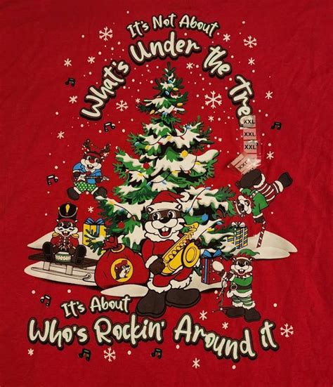 Buc Ees Red T Shirt Adult Christmas Rocking Around Tree Suze 2xl Nwt Holiday 22 21 Picclick Ca
