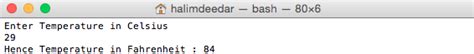 Halim Deedar Shell Script For Celsius To Fahrenheit Conversion