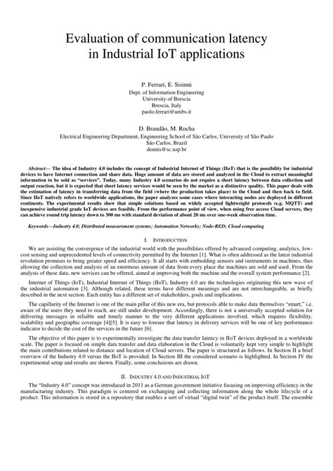 PDF Evaluation Of Communication Latency In Industrial IoT Applications
