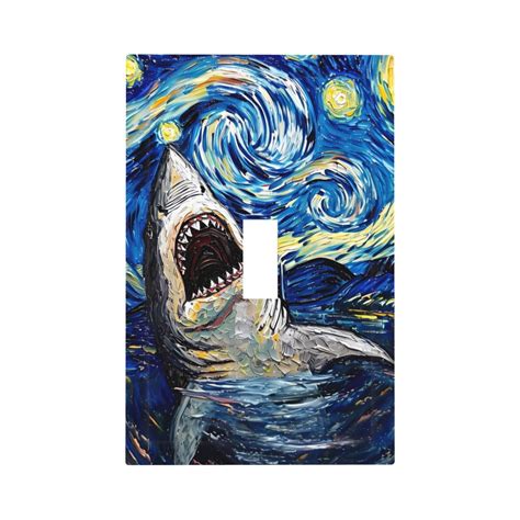 Kll Vintage Starry Sky Shark Pattern Electrical Outlet Covers 3 X 5