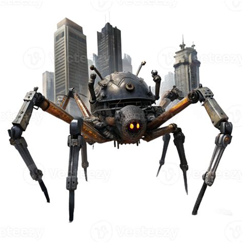 Dramatic Rustic A Giant Robotic Spider Walking Through Detailed