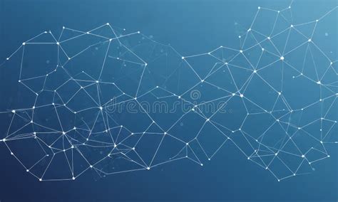 Complex Network Interconnected White Lines And Dots Against Blue Background Creating Sense