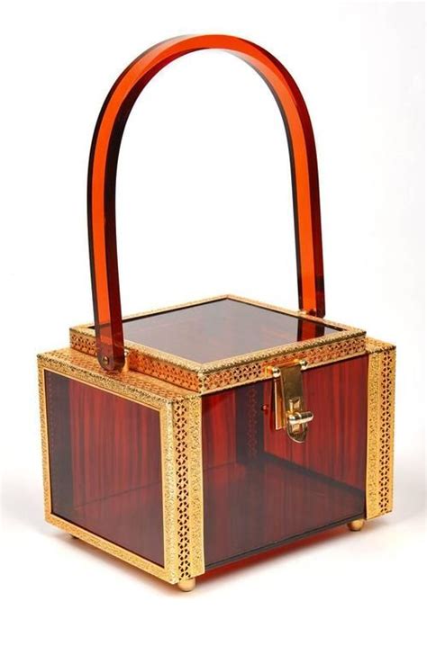 1950s Tortoise Shell Lucite Box Purse Lucite Boxes Tortoise Shell
