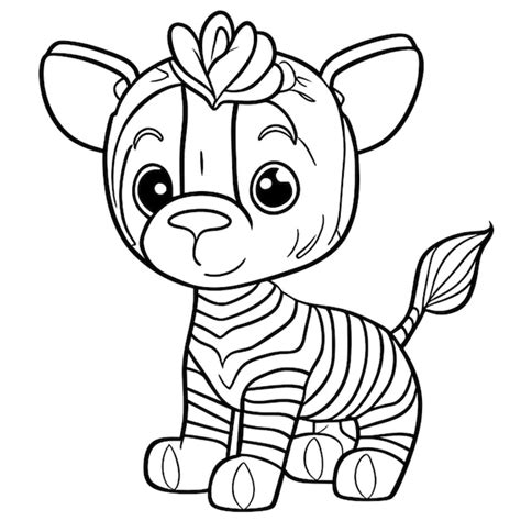 귀여운 제브라 터 일러스트레이션 라인 아트 프리미엄 Ai 생성 벡터