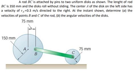 solved a rod bc is attached by pins to two uniform disks as