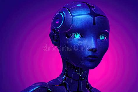 artificial intelligence in humanoid head with neural network thinks ai