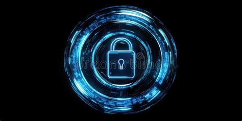 Digital Lock Icon With Futuristic Circular Design Representing Cybersecurity And Data Protection