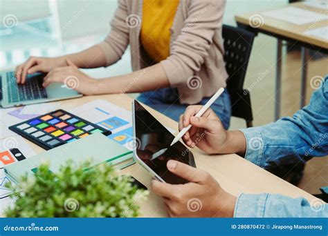 Group Of Asian Creative Team Programing Designers Participate In All Phases Of The Ux Ui Design