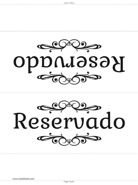 Cartel Reservado Para Mesas