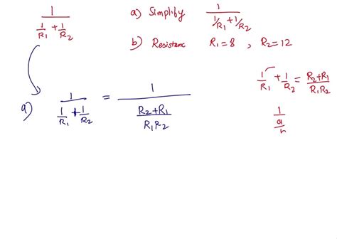 Solved The Formula R 1 1 R1 1 R2 Gives The Total Electrical Resistance R In Ohms Ω