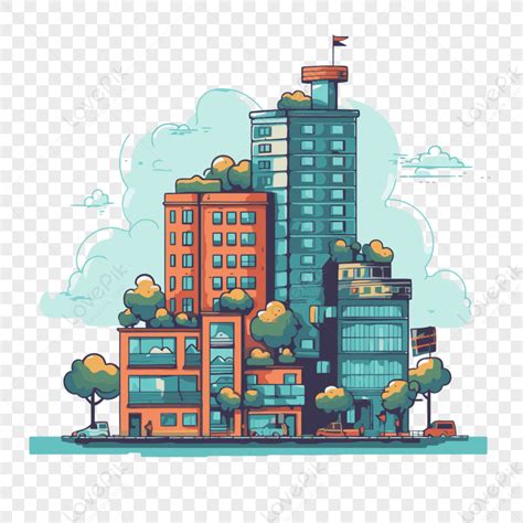 도시 건물 벡터만화클립 아트상표 Png 일러스트 무료 다운로드 Lovepik