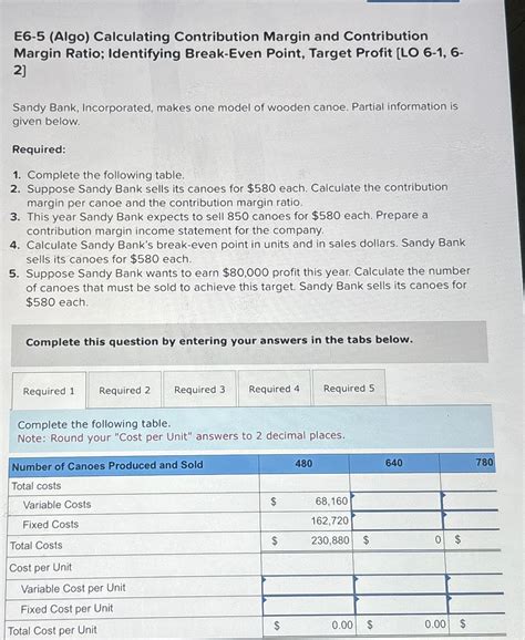 solved e6 5 algo ﻿calculating contribution margin and