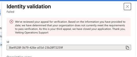 Identity Validations Artifact Signing Account Validation Failed