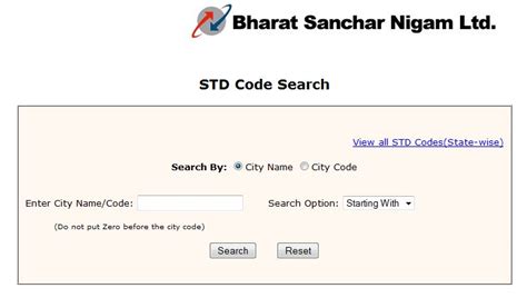 explore india bsnl std codes search