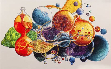 Chemical Molecules Of Different Shape And Color Ai Illustration Stock