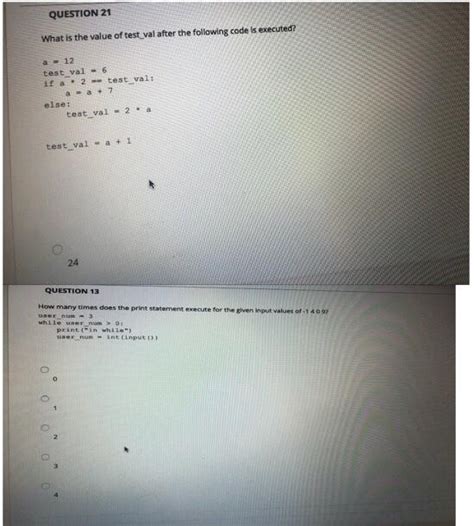 solved question 21 what is the value of test val after the