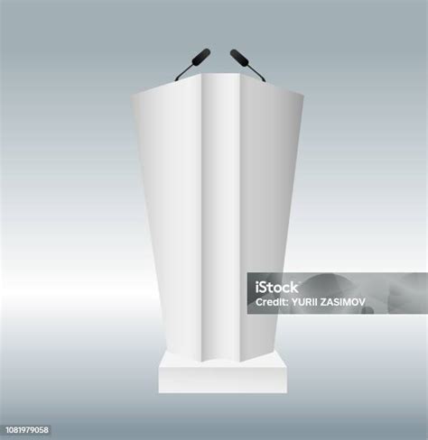 투명 한 배경에 고립 된 마이크와 연단 트리뷴의 벡터 그림 아트 디자인 연단에 서 있다 비즈니스 프레 젠 테이 션 회의 대 한 추상적인 개념 그래픽 요소입니다 연단에 대한