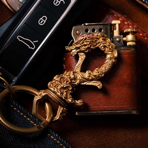 Brass Dragon Keychain Multi Function Trigger Snap Keychain