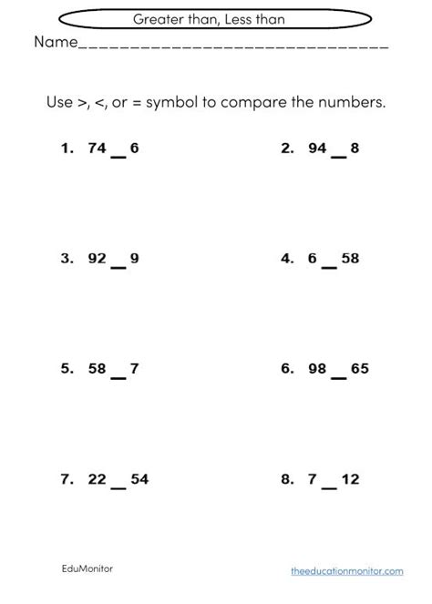 Greater Than Smaller Than Worksheets Printable Calendars At A Glance