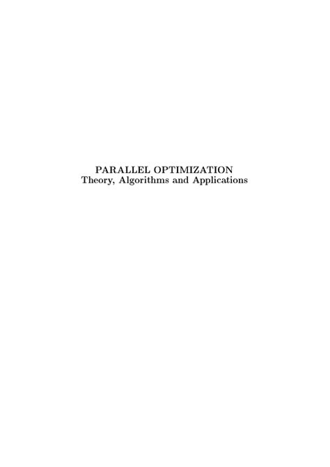 pdf parallel optimization theory algorithms and applications