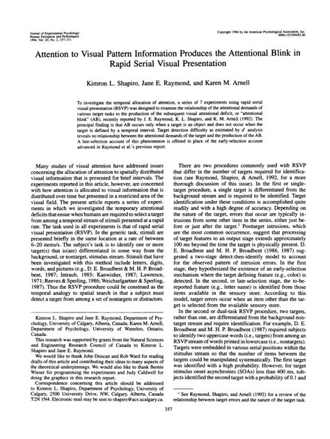 Pdf Attention To Visual Pattern Information Produces The Attentional Blink In Rapid Serial