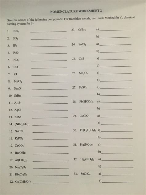 Solved Nomenclature Worksheet 2 Give The Names Of The Worksheets Library