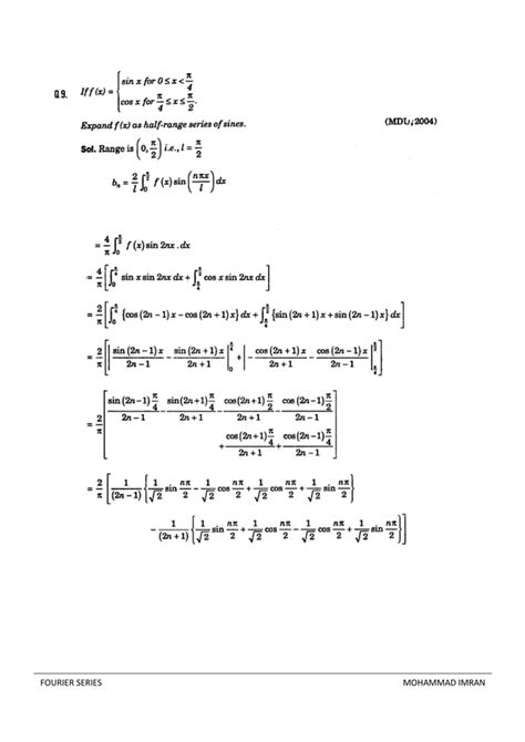 Solved Examples In Fourier Series Pdf
