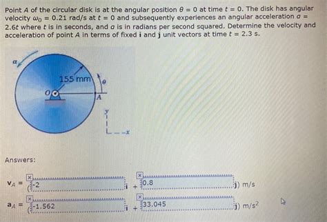 solved point a of the circular disk is at the angular