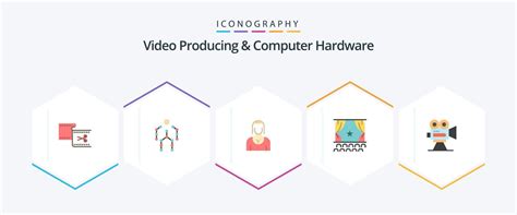 Video Producing And Computer Hardware 25 Flat Icon Pack Including Film Cinema Human Lady