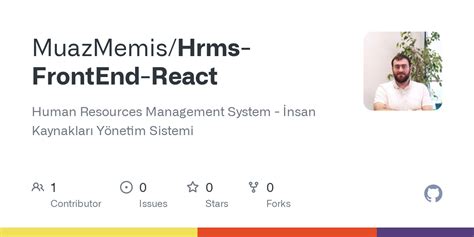 GitHub MuazMemis Hrms FrontEnd React Human Resources Management System İnsan Kaynakları