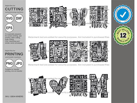 Miners Svg Miner 12 Typography Svg Mascot Designs Pack Miners Typography Svg Cut Files Bundle