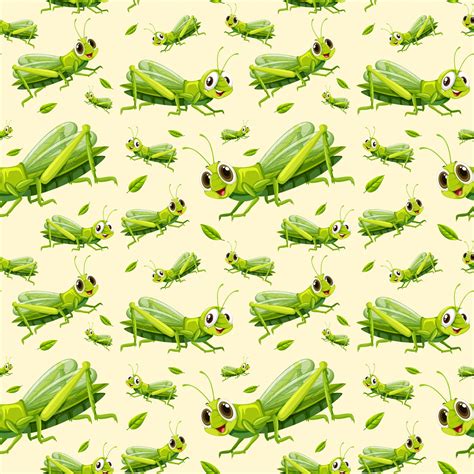 Premium Vector Green Grasshopper Seamless Background
