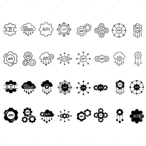 Api Icon Vector Set Integration Illustration Sign Collection Algorithm Symbol Stock Vector