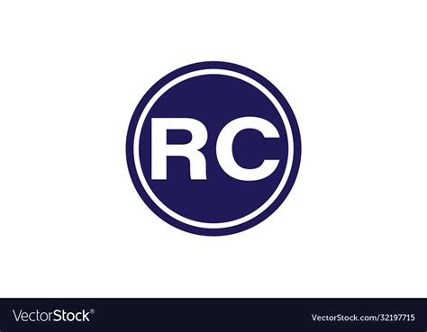 Initial Monogram Letter R C Logo Design Template Vector Image