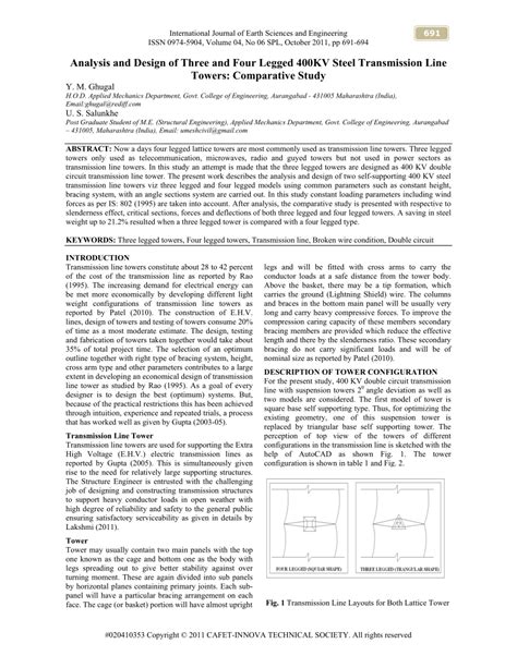 Pdf Analysis And Design Of Three And Four Legged 400kv Steel