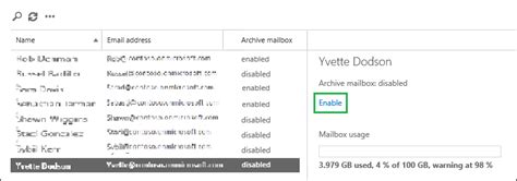 archive office 365 mailboxes via enable archive mailbox data repair