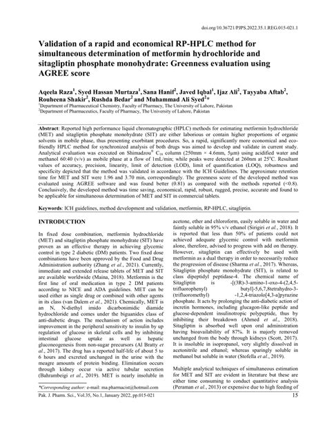 Pdf Validation Of A Rapid And Economical Rp Hplc Method For Simultaneous Determination Of