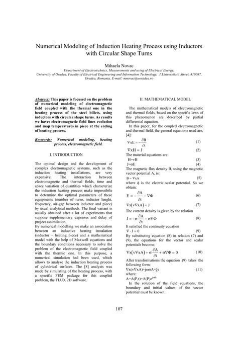 Pdf Numerical Modeling Of Induction Heating Process Using Inductors